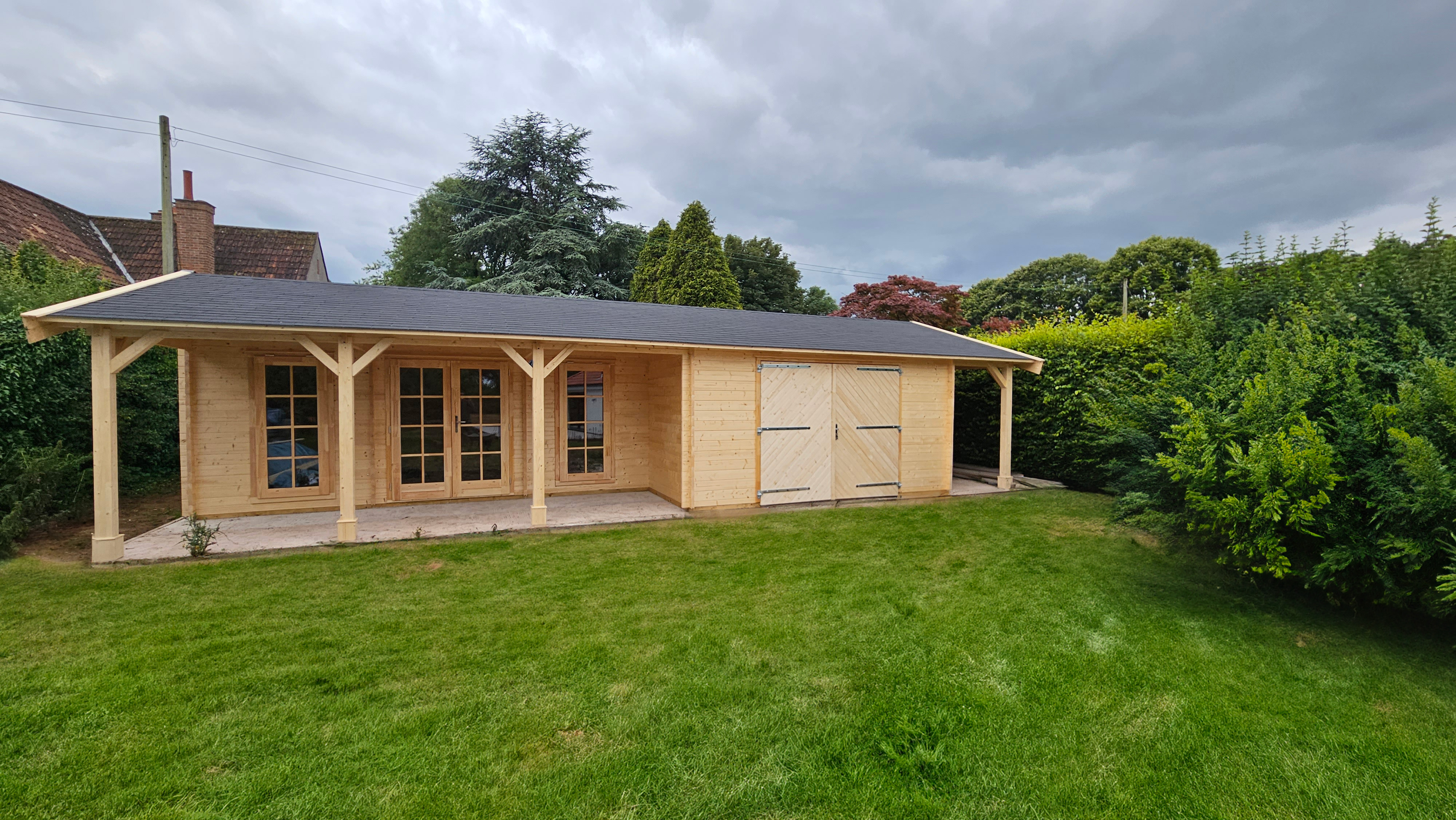 Pitched Roof Log Cabin with Veranda - A Timber Log Cabin